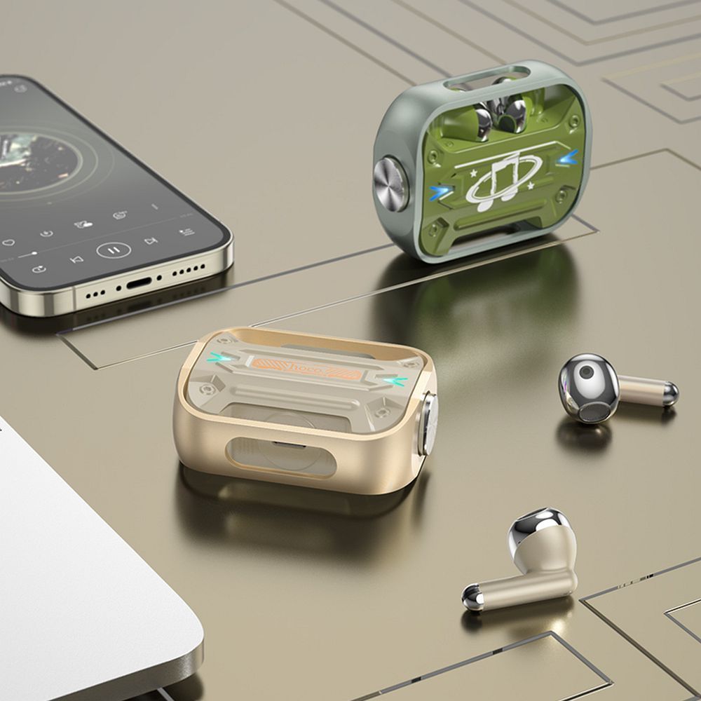 Безжични слушалки HOCO (bluetooth) TWS EW55 army зелен – TopMag