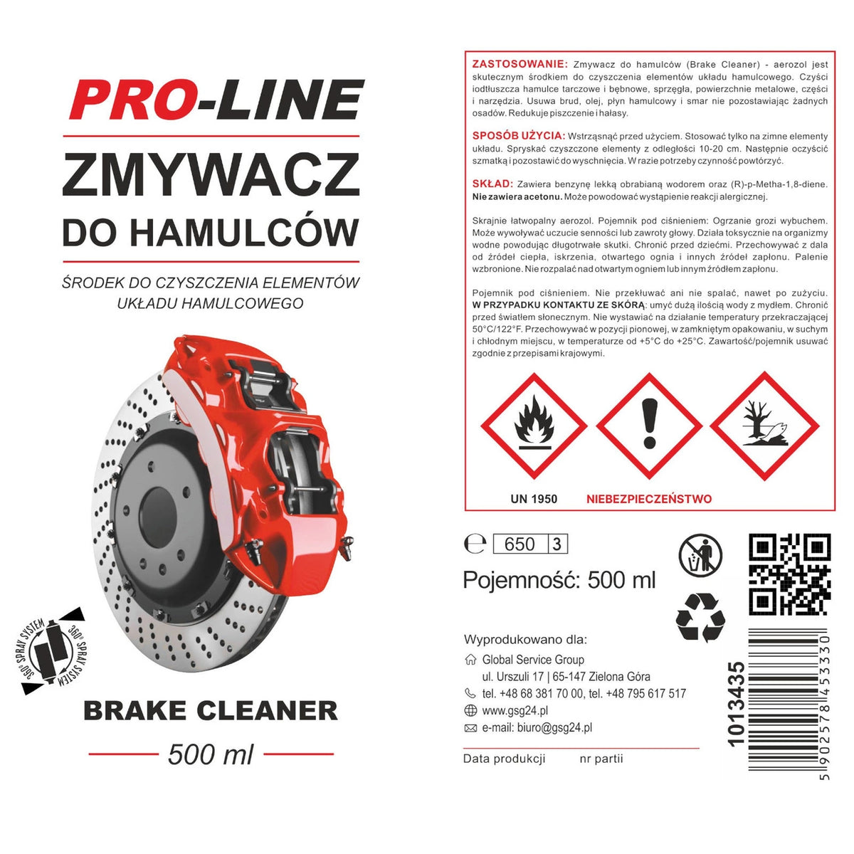 Brake and braking system cleaner PRO-LINE spray 500 ml – TopMag