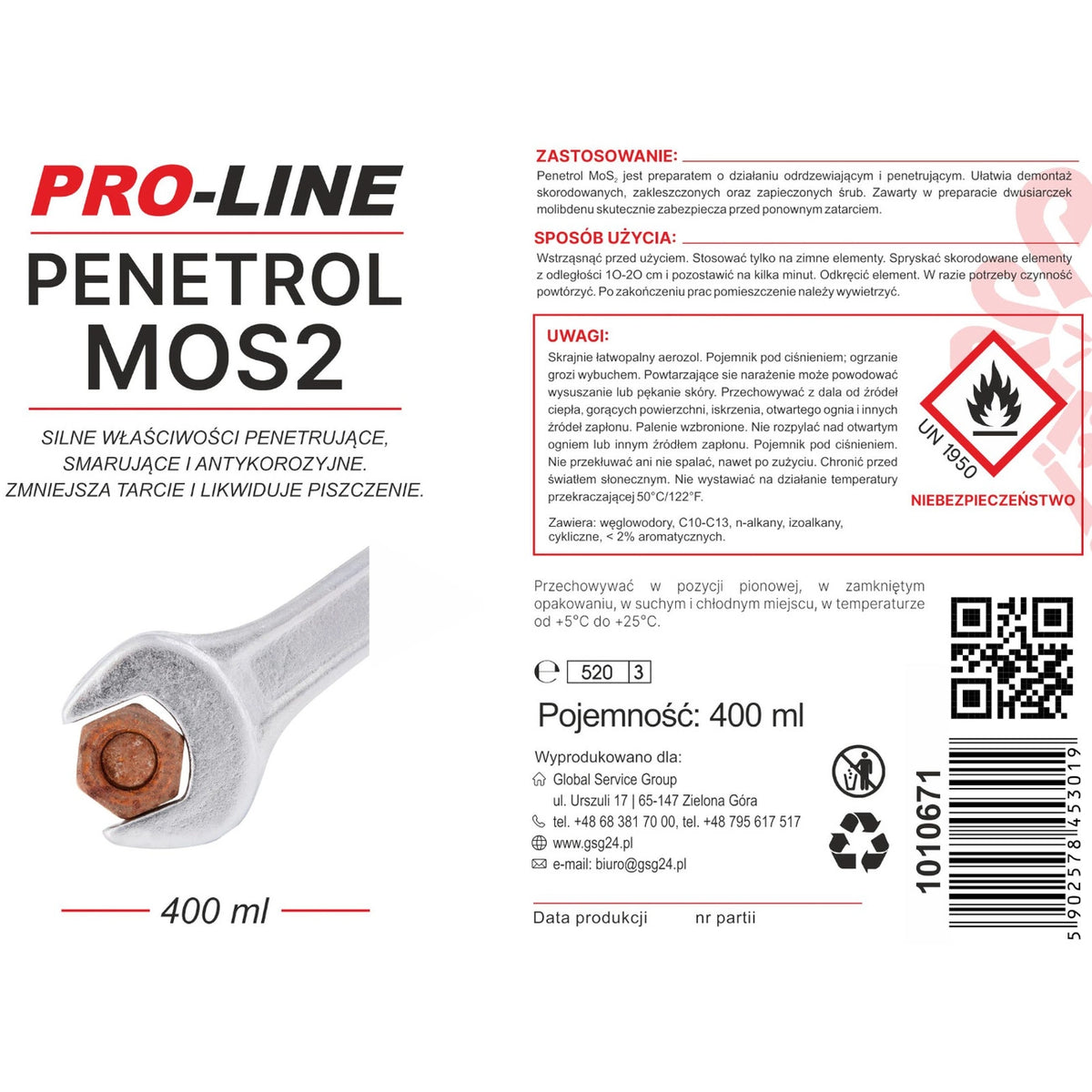 Strongly penetrating rust remover PENETROL MoS2 PRO-LINE spray 400ml ...