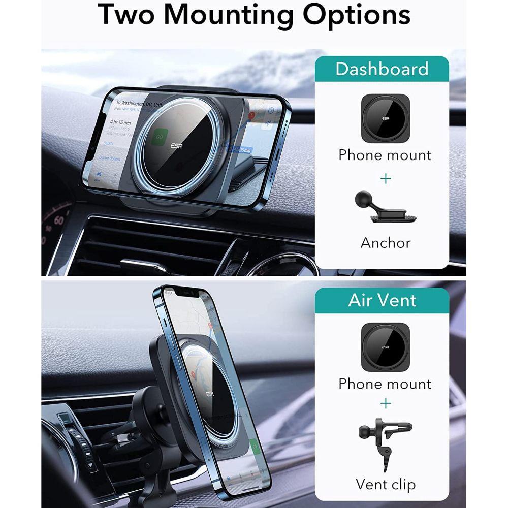 ESR HALOLOCK MAGSAFE MAGNETIC CAR MOUNT SET BLACK – TopMag