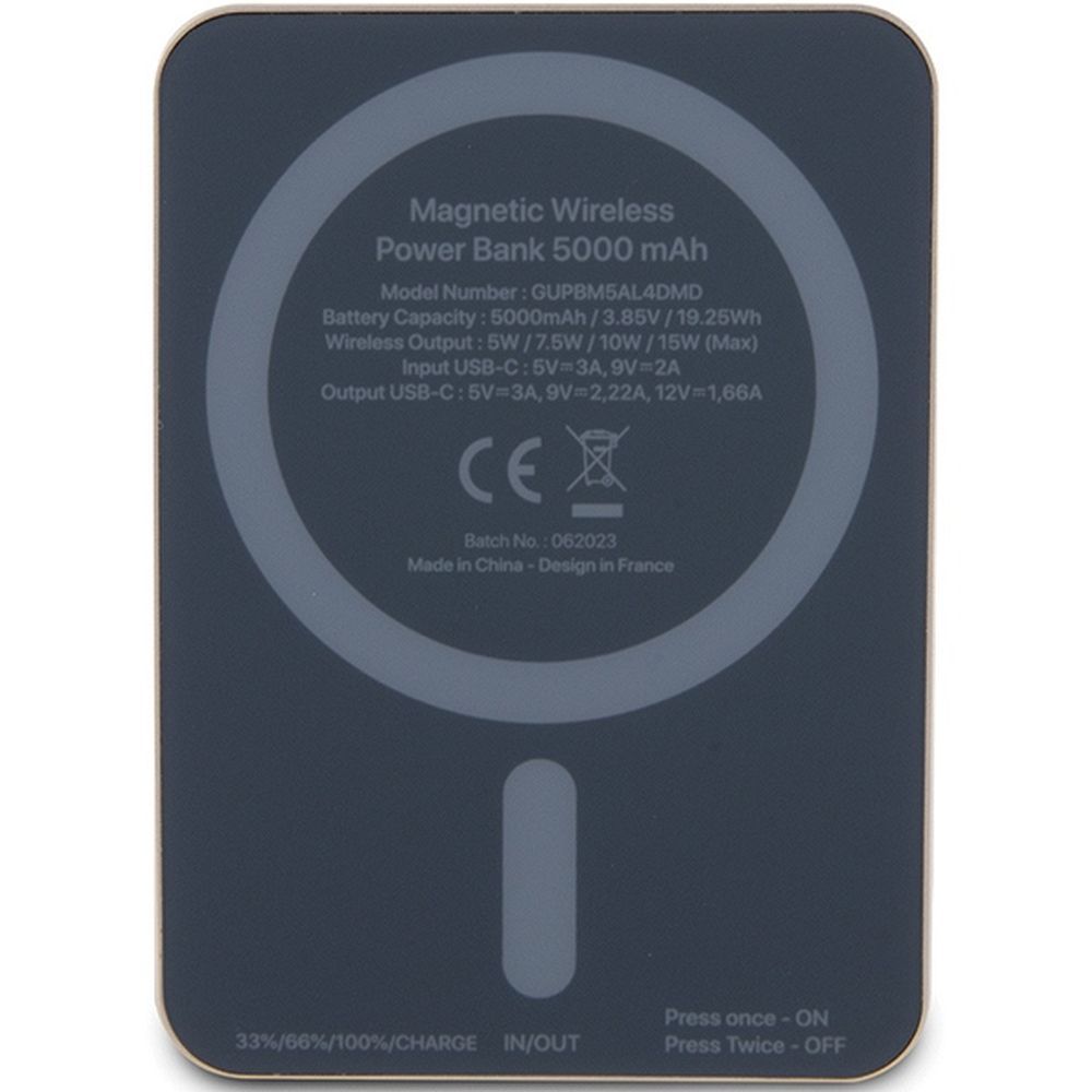 Power bank with wirelles charging GUESS GUPBM5ALGSGD 5000mAh 15W with ...